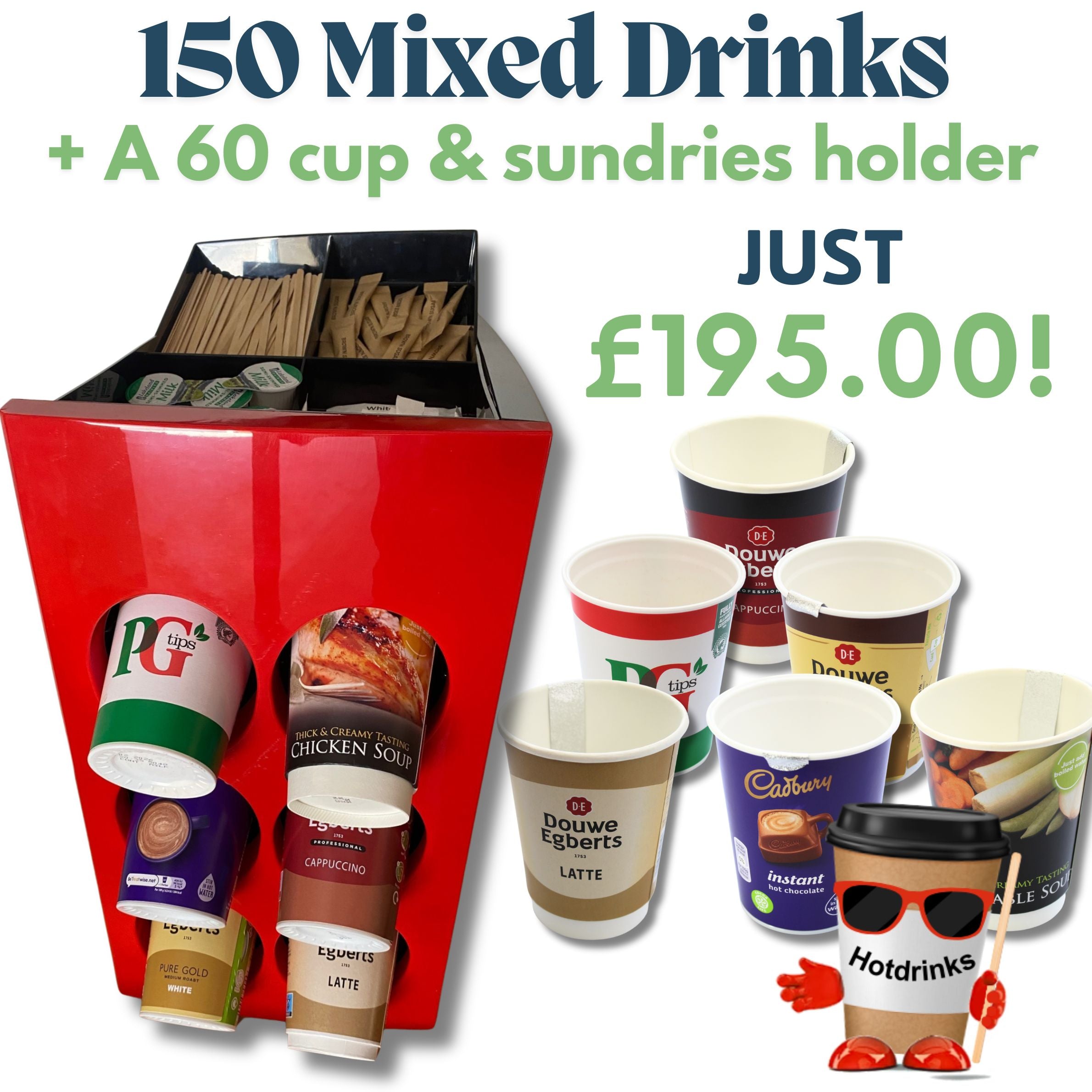 2Go/12oz Hot Drink Dispenser Unit + 150 FREE Drinks – In Cup Drinks